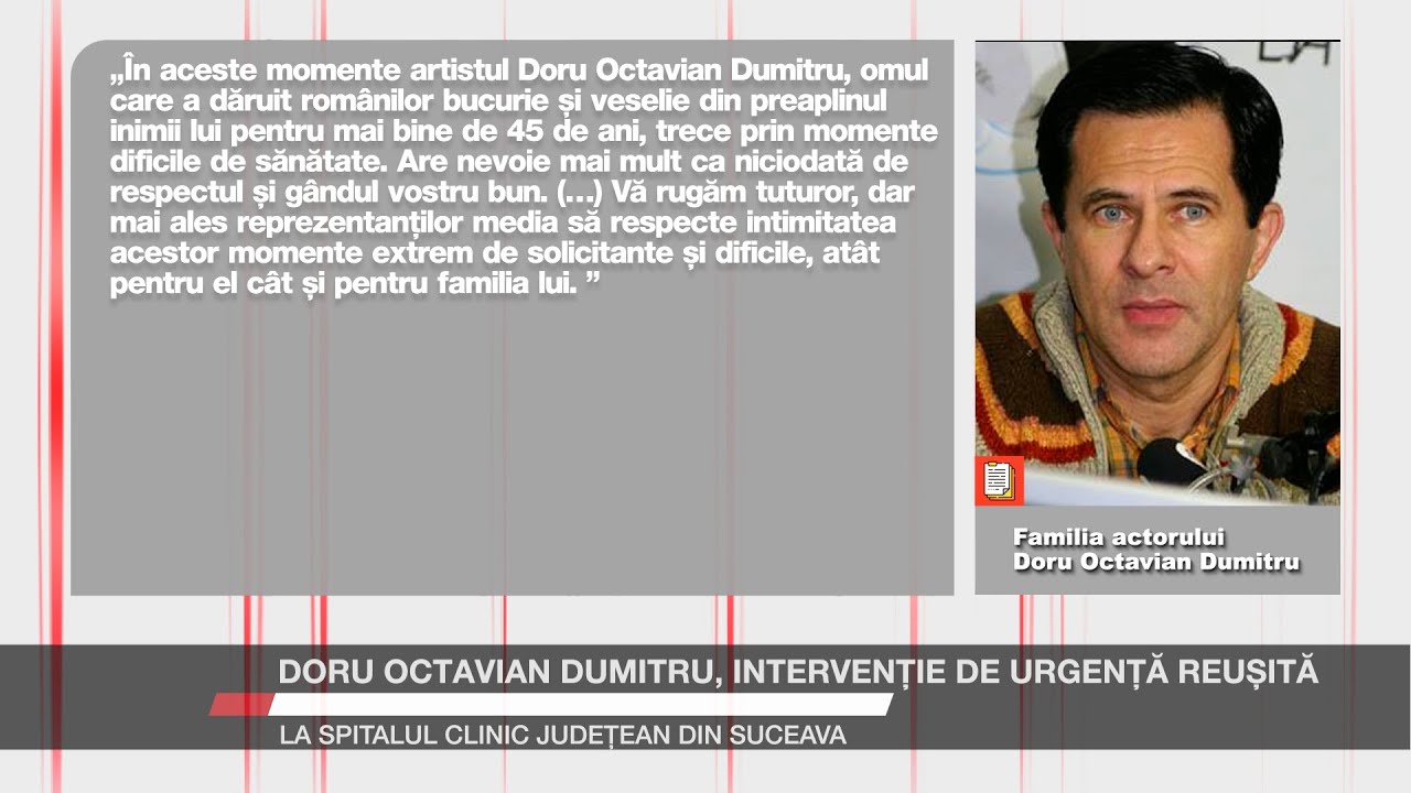 Doru Octavian Dumitru, intervenție de urgență reușită la Spital